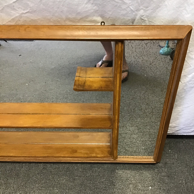 Vintage Mid-Century Modern/Regency Solid Maple Mirrored Wall Display ...